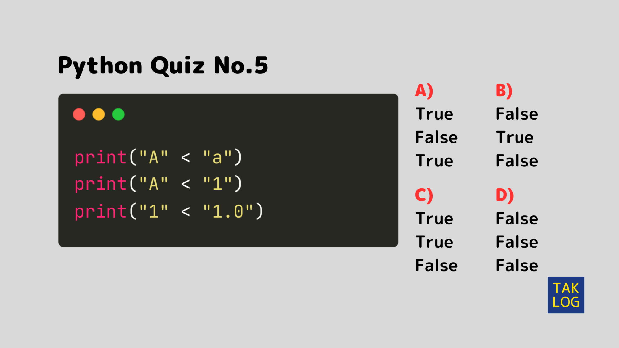 Pythonクイズ No.5 | Taklog